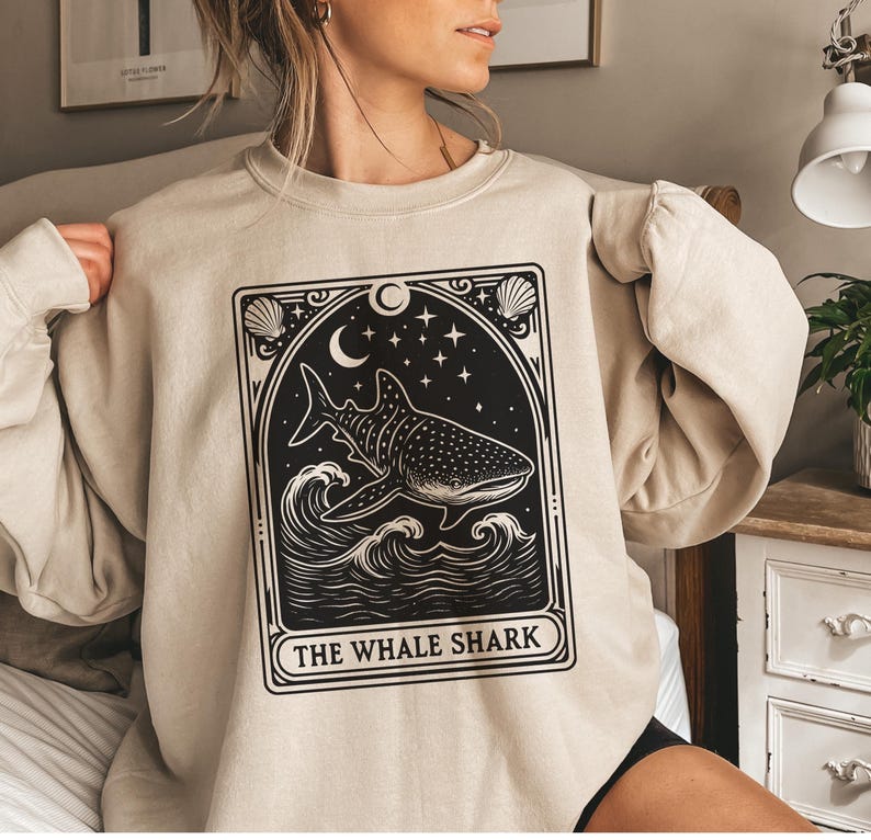 Whale Shark Tarot Card Sweatshirt, Whale Shark Sweatshirt, Ocean Shirt ...