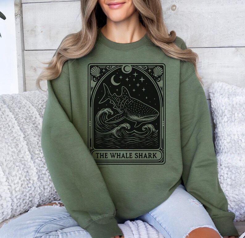 Whale Shark Tarot Card Sweatshirt, Whale Shark Sweatshirt, Ocean Shirt ...