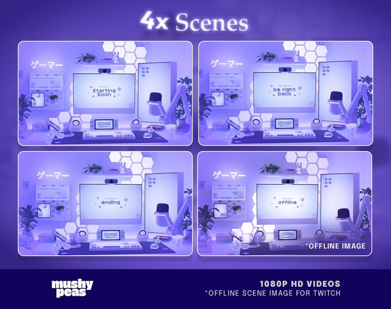 Cute Purple Magical Stream Overlay PACKAGE for Twitch, Youtube, Obs ...