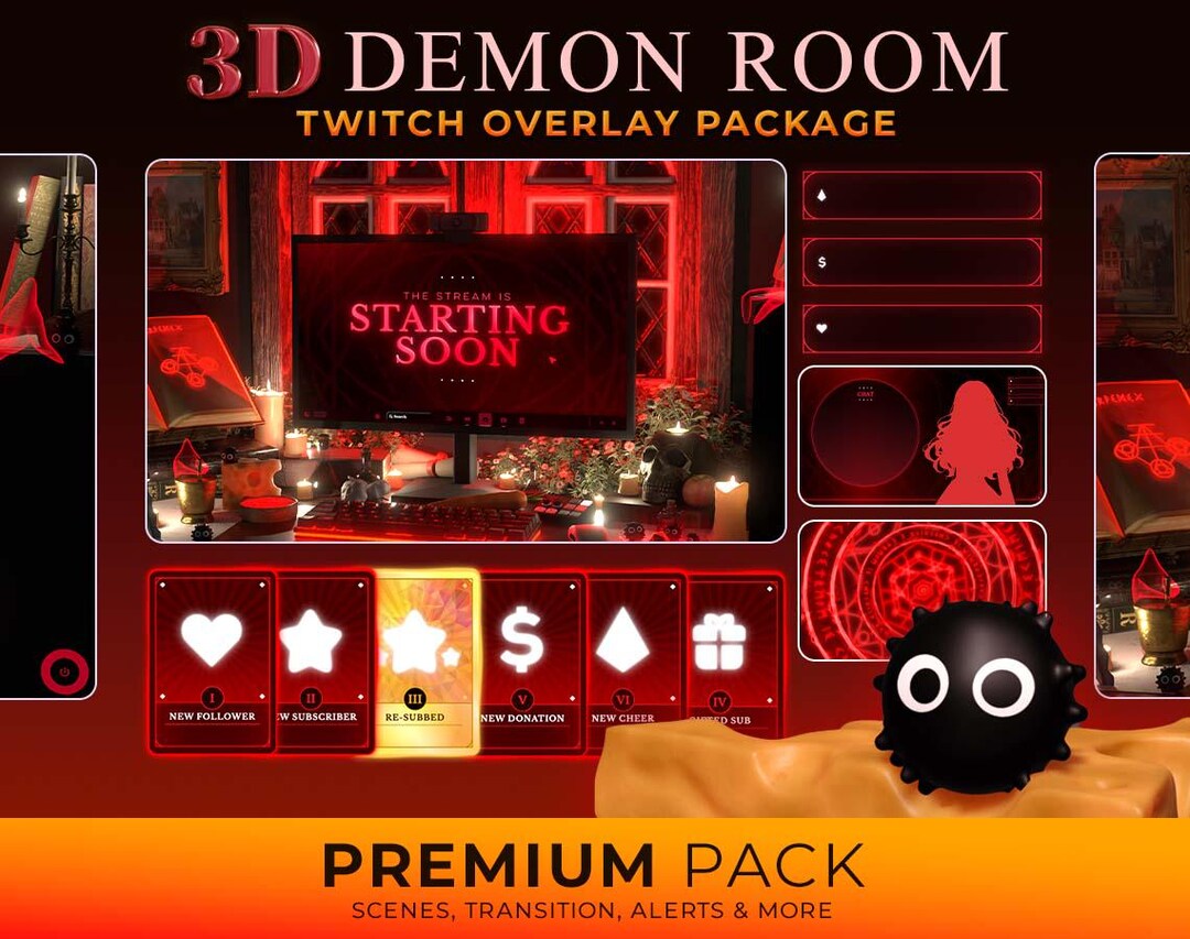 3D Animated Twitch Demonic Twitch Overlay Package | Twitch Alerts ...