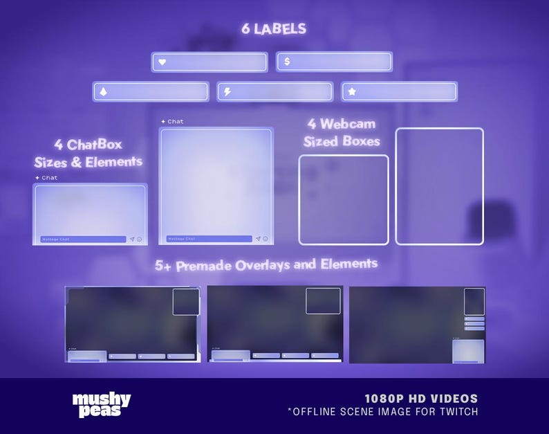 Cute Purple Magical Stream Overlay PACKAGE for Twitch, Youtube, Obs ...