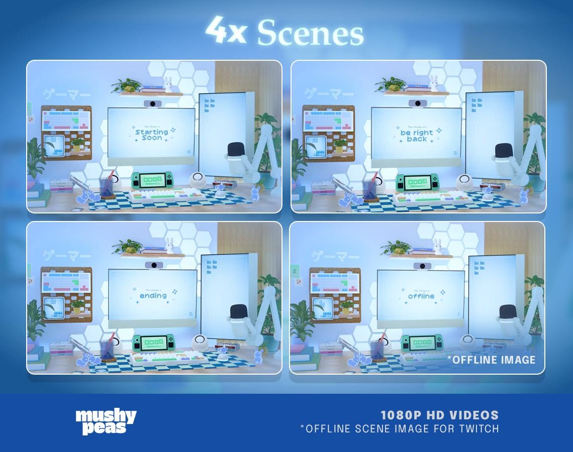 Blue Lofi Stream Overlay for Twitch, Youtube, Obs & Streamlabs - Etsy