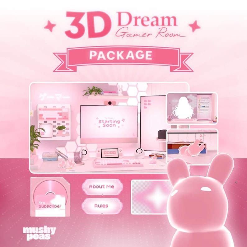 Cute Pink Magical Stream Overlay PACKAGE for Twitch, Youtube, Obs ...