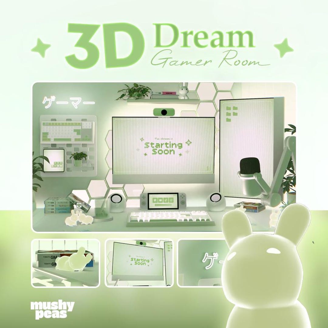 3D Dream Twitch Stream Overlay | Magical Light Green Twitch Animation ...