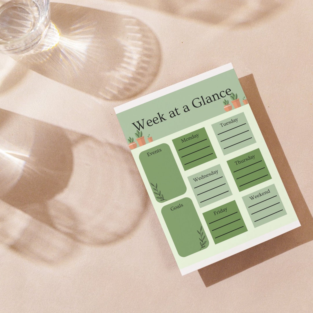 Green Botanical Weekly Planning Canva Template | Customizable Digital ...