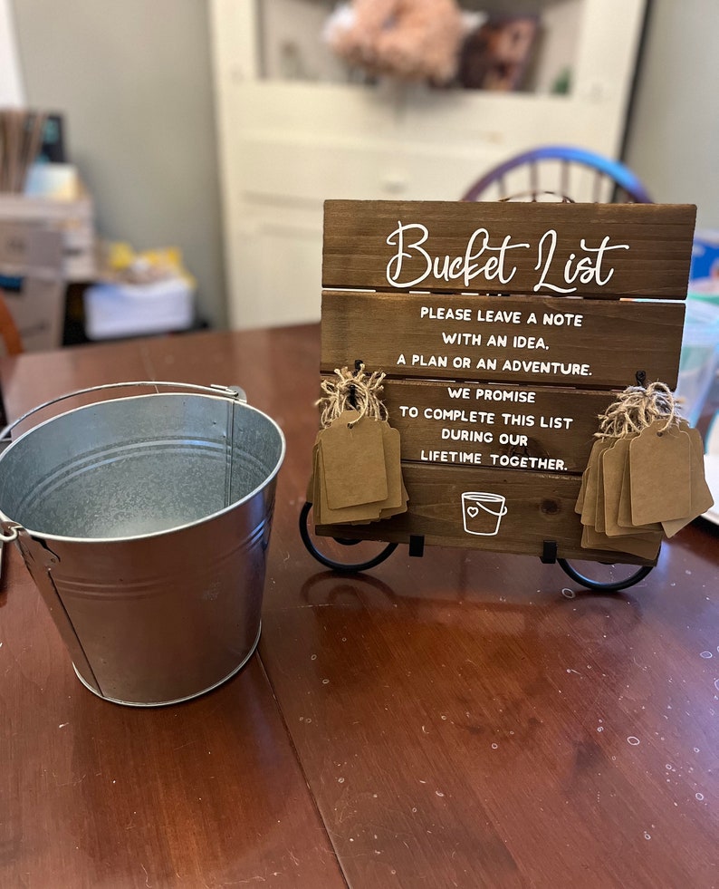 Bucket List Sign W/tags - Recommendations for Bride & Groom - Etsy
