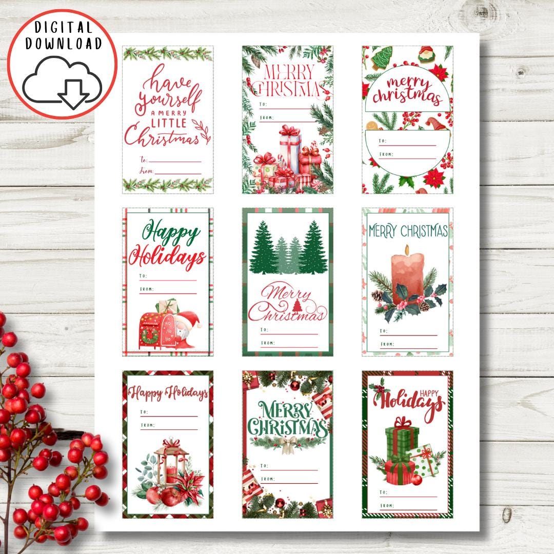 Christmas Gift Tags, Red and Green Gift Tags, Printable Gift Tags ...
