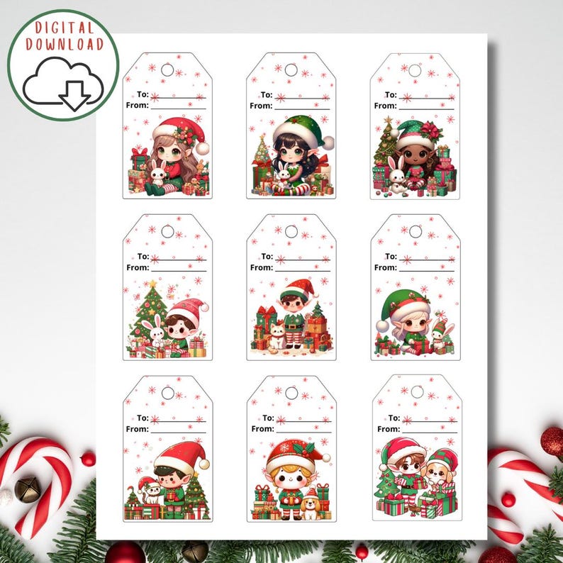 Christmas Gift Tags, Printable Gift Tags, Customize Gift Tags ...