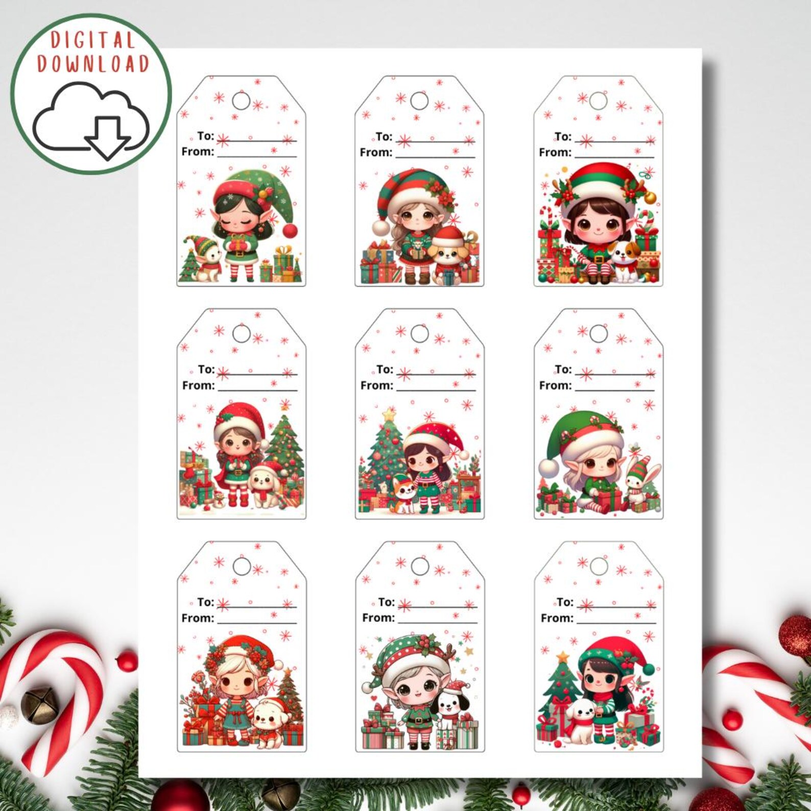 Christmas Gift Tags, Printable Gift Tags, Customize Gift Tags ...