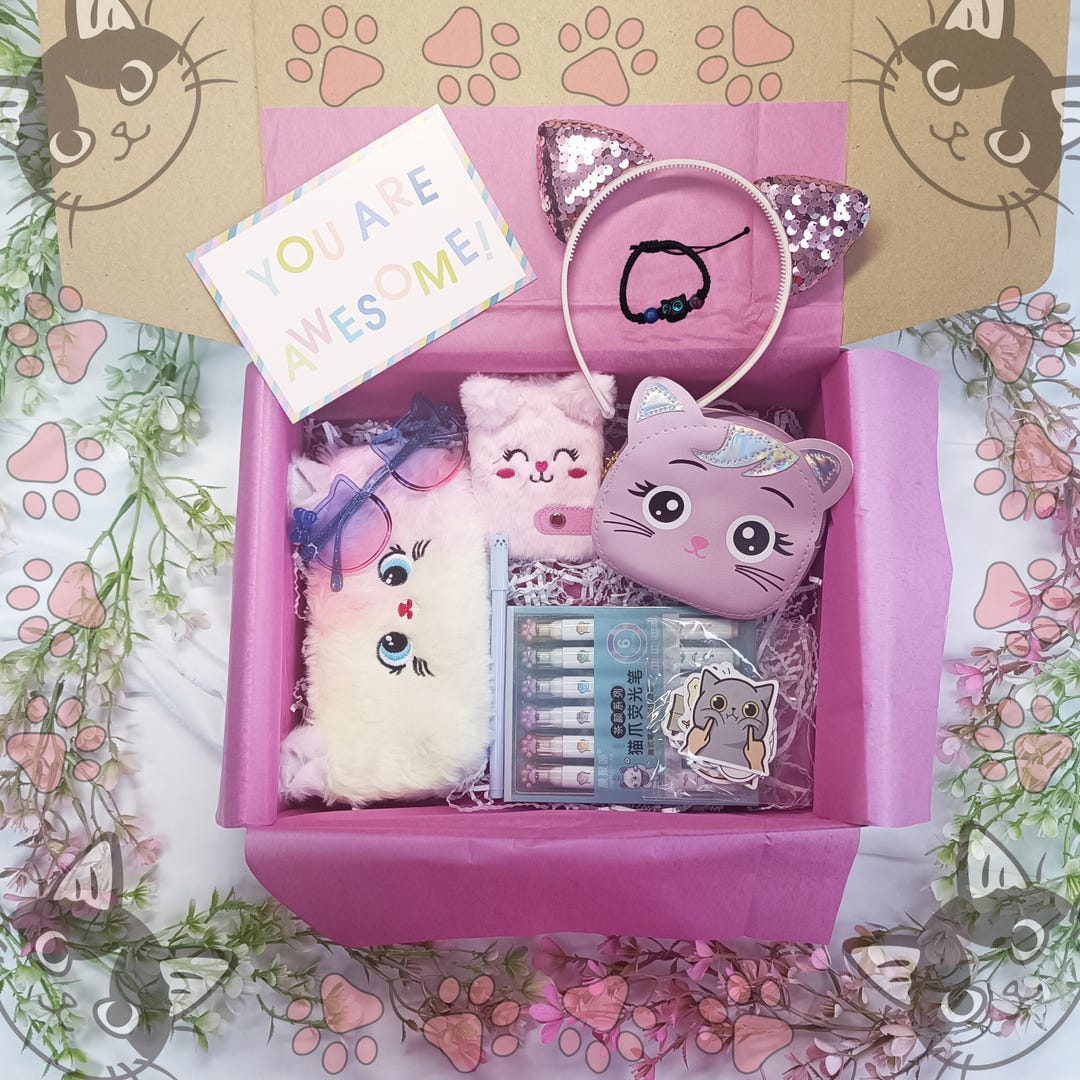 Big Cat Gift Box for Children, Birthday Gift Box, Girls Birthday Gift ...