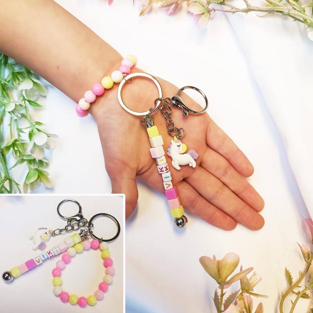 Unicorn Name Keychain, Unicorn Lover Gift, Key Ring Name for Children ...