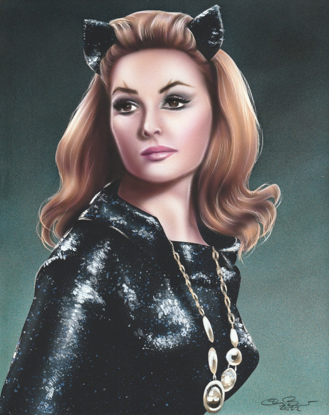 Julie Newmar Cat Villain Woman 8x10 Original Painting - Etsy