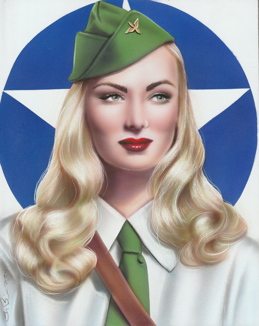 Veronica Lake 8x10 Original Painting Airbrush Pin up Air Force ...