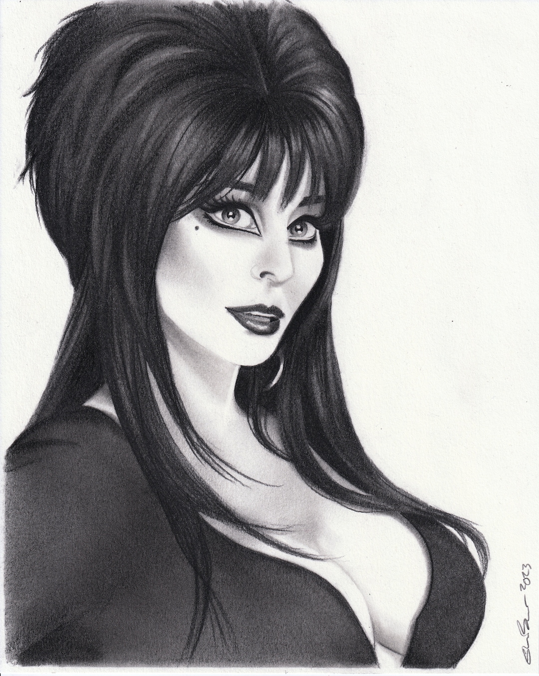 Elvira 8x10 Original Drawing Graphite Mistress of the Dark Horror ...