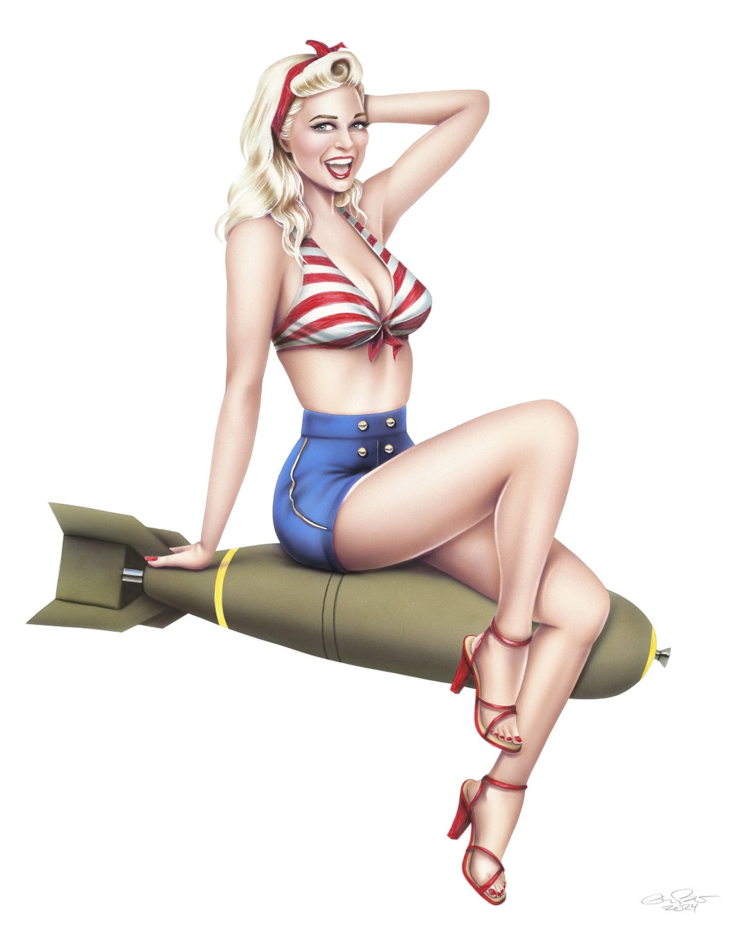 Blonde Bombshell Pin-up Girl 11x14 Art Print Nose Art WW2 - Etsy