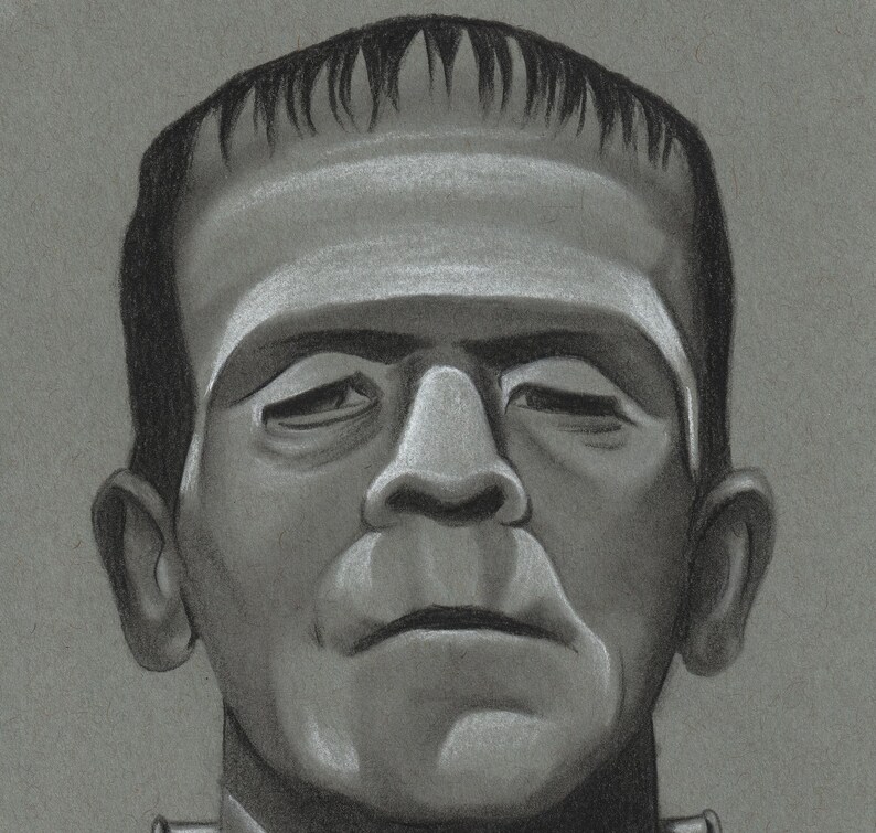 Frankenstein 6x8 Original Pencil Drawing Graphite Horror Universal ...