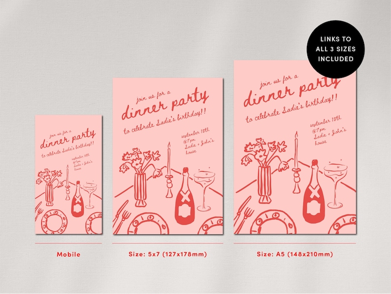 Custom Dinner Party Invitation – Editable Hand-drawn Template ...