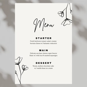 Instant | Chic Wedding Menu Template | Modern Floral Menu | Easily ...