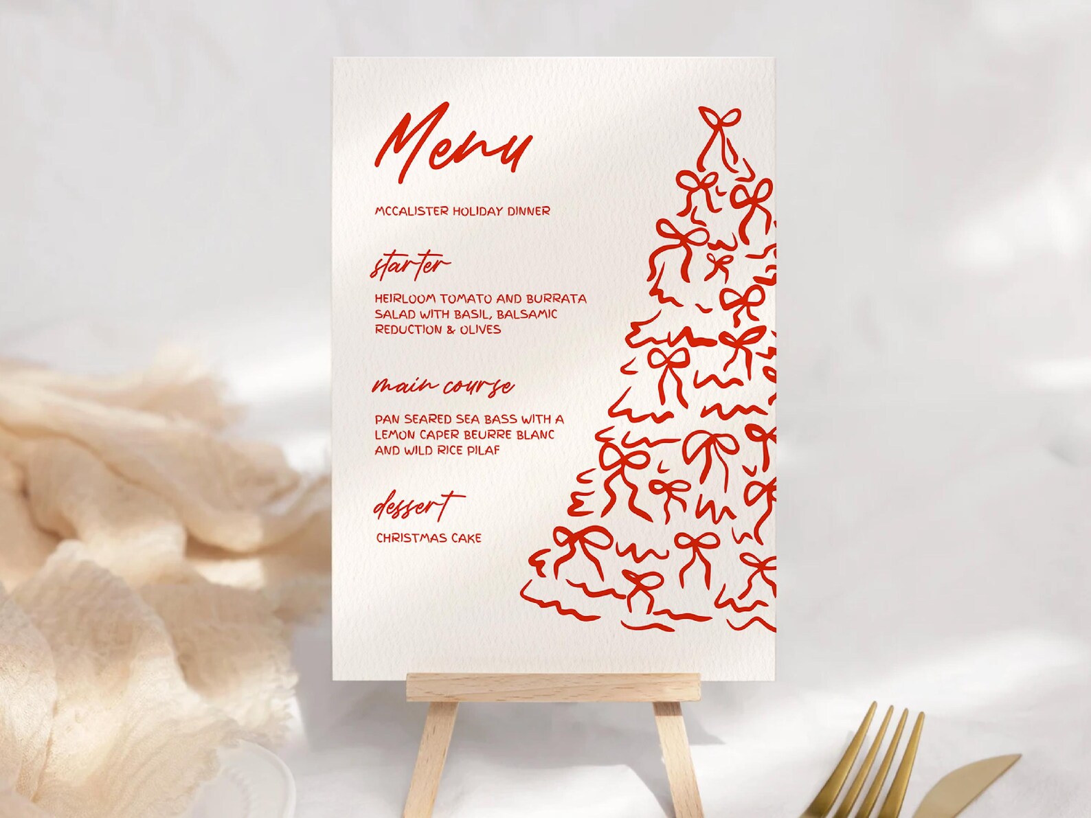 Festive Holiday Dinner Menu Template: Hand-drawn Christmas Tree ...