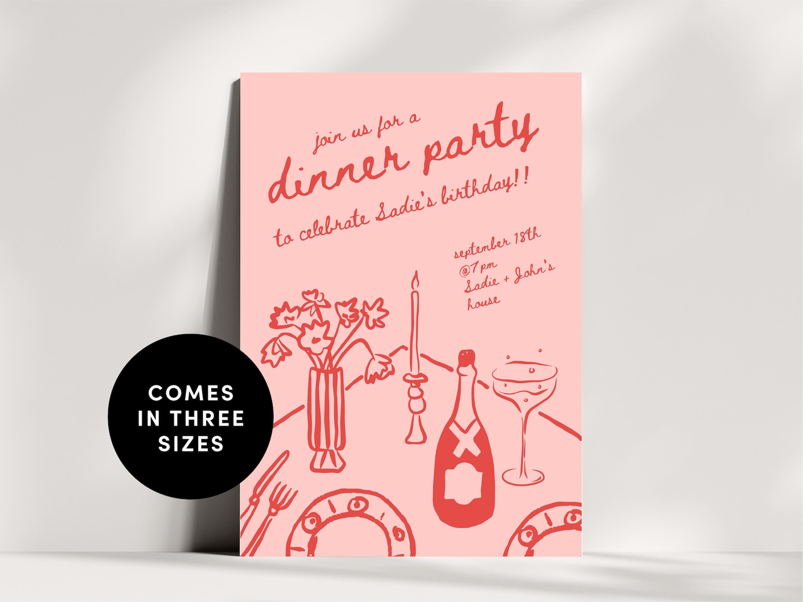 Custom Dinner Party Invitation – Editable Hand-drawn Template ...