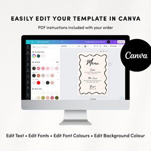 Wavy Border Menu Template: Editable Canva Design (a5/5x7) (PDF Download ...
