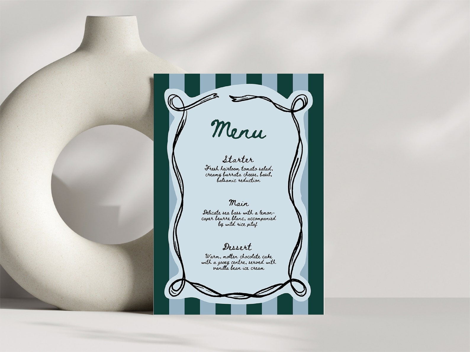 Instant | Illustrated Wedding Menu Template | Stripe Menu | Easily ...