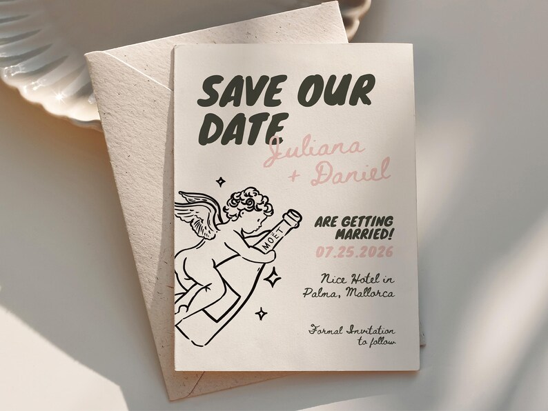 Cupid Save the Date Invitation: Italian Wedding Template (canva ...