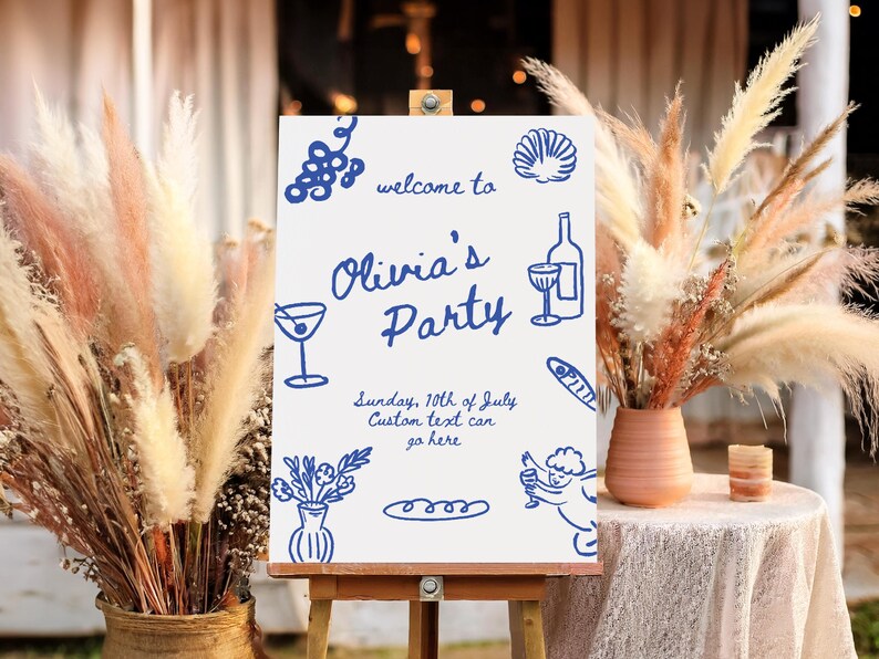 Aperitivo Dinner Party Welcome Sign: Hand-drawn Italian Theme (canva ...