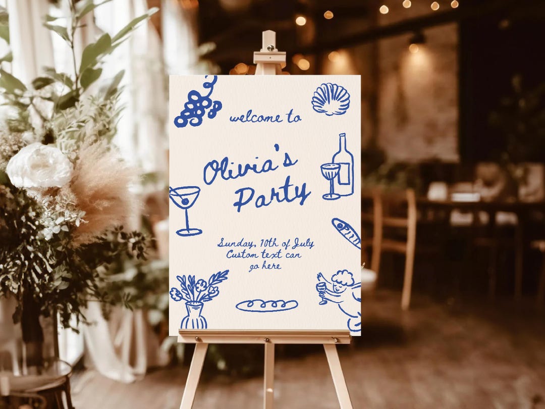 Aperitivo Dinner Party Welcome Sign: Hand-drawn Italian Theme (canva ...