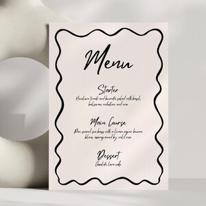 Wavy Border Menu Template: Editable Canva Design (a5/5x7) (PDF Download ...