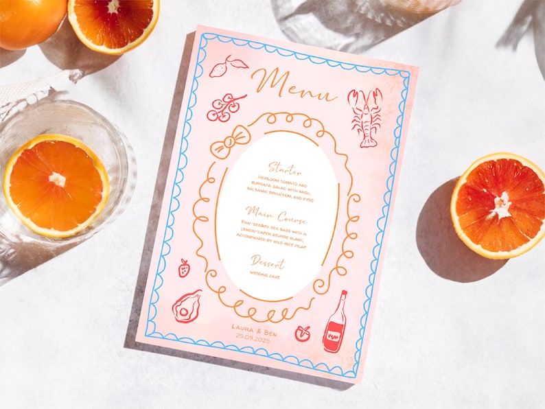 Colorful Watercolor Menu Template – Hand-drawn Food Icons, Editable ...