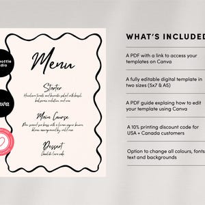 Wavy Border Menu Template: Editable Canva Design (a5/5x7) (PDF Download ...
