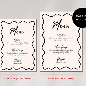 Wavy Border Menu Template: Editable Canva Design (a5/5x7) (PDF Download ...