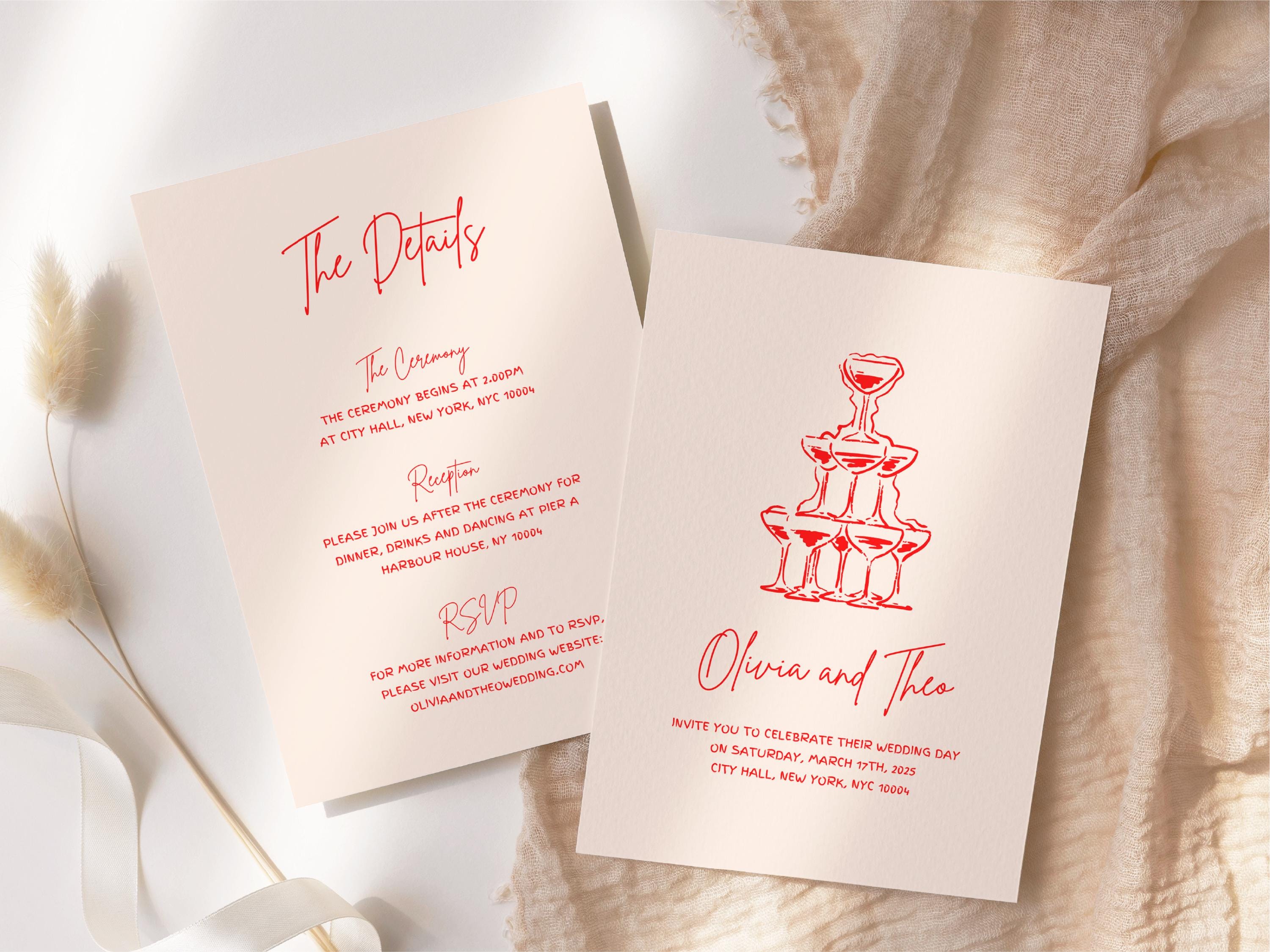 Hand Drawn Wedding Invitation Template: Editable Custom Invite (digital ...