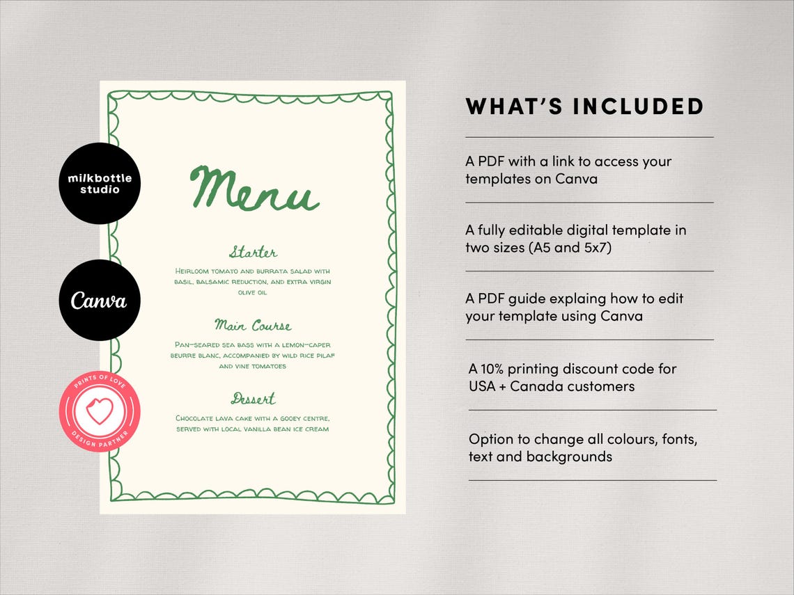 Dinner Party Menu, Illustrated Wedding Card, Colorful Wedding Menu ...