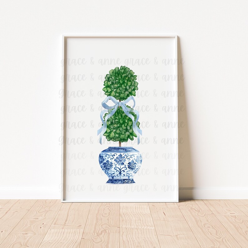 Grandmillenial | Blue Chioiserie Topiary | Digital Download |PNG - Etsy