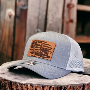 Excavator Hat, Blue Collar Trucker Hat, Tractor American Flag Leather ...