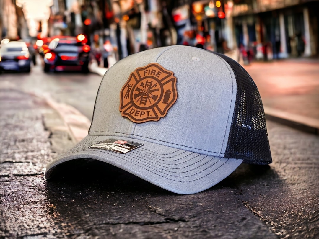 Fire Department Hat, Firefighter Trucker Hat, Leather Patch Hat, Fireman Hat, Snapback Work Hat ...