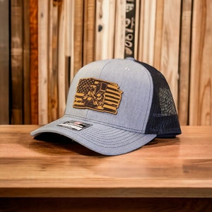 Welder Hat, Welding Trucker Hat, American Flag Leather Patch Hat ...