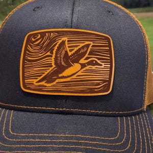 Duck Hunting Leather Patch Trucker Hat, Duck Hunting Gift, Gift for ...