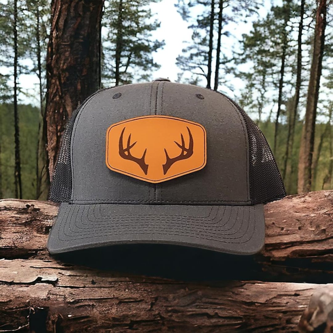 Deer Hunting Gift, Antler Hat, Deer Antlers Camo Hat, Hunters Gift, Leather Patch Trucker Hat ...