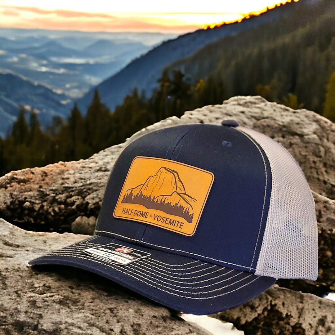 Yosemite Half Dome Leather Patch Trucker Hat: Hiking, Outdoors - Etsy
