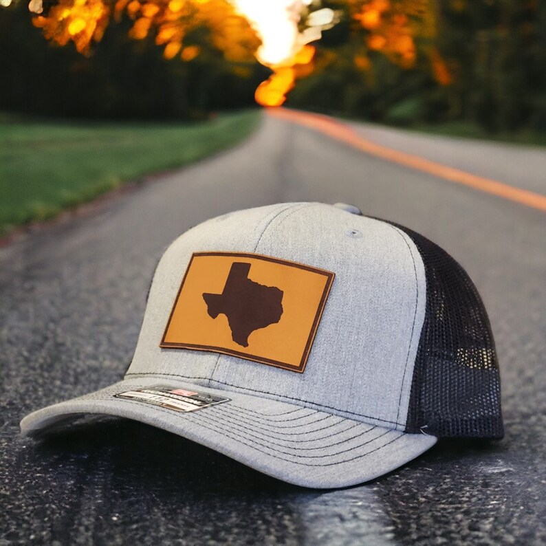 Texas State Trucker Hat, Leather Patch Hat, Lone Star State, Texas Hat ...