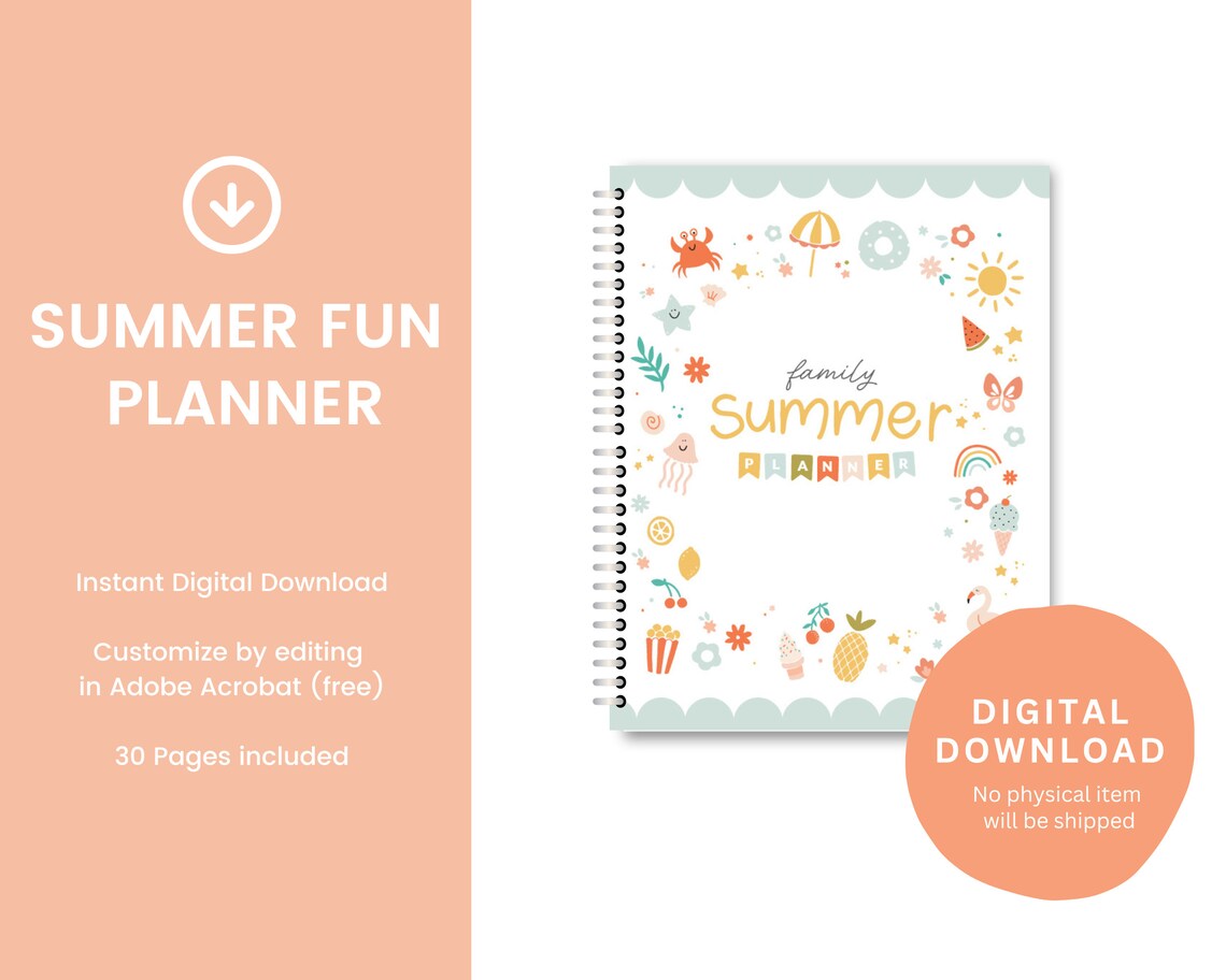 Printable Summer Planner, Summer Vacation Bundle, Kids Summer Bucket ...