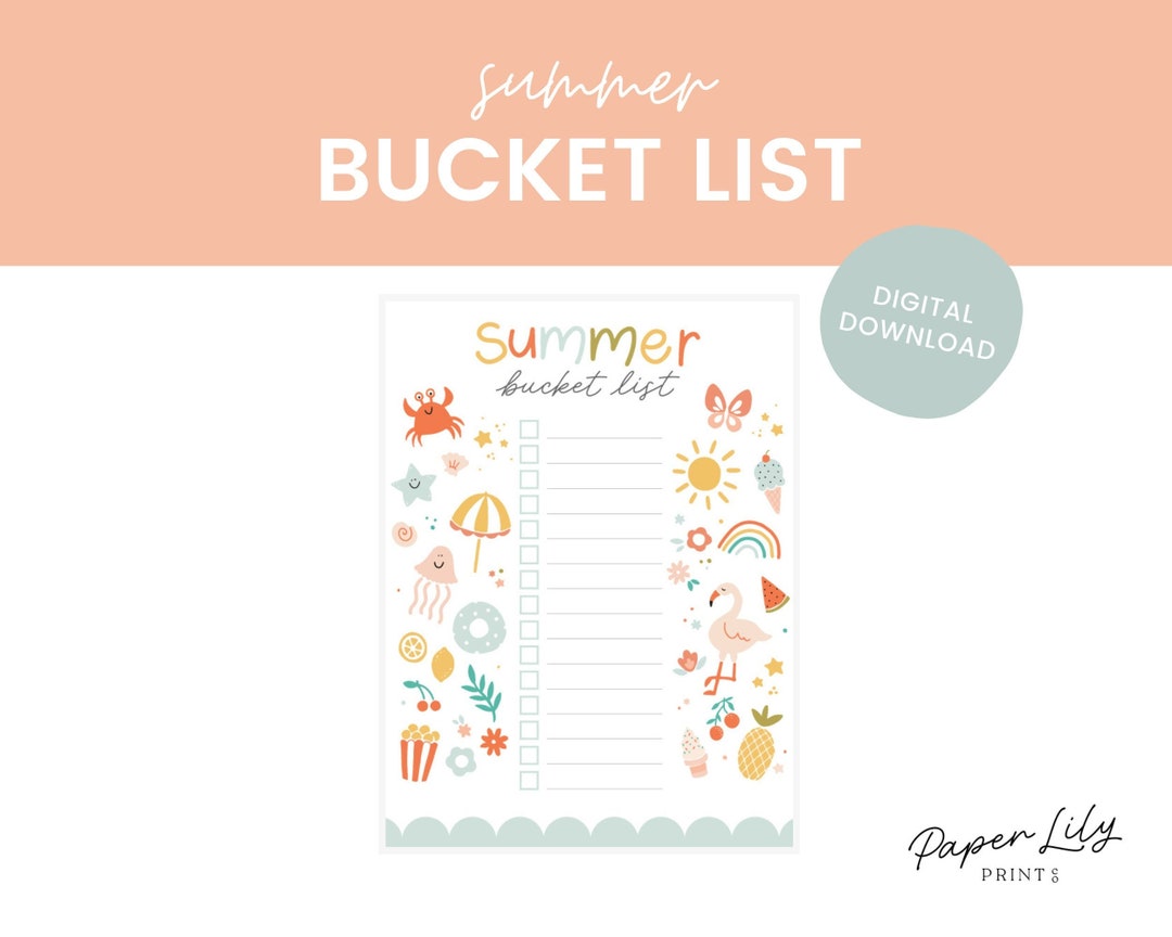 Summer Bucket List Printable, Editable Bucket List Template, Summer ...