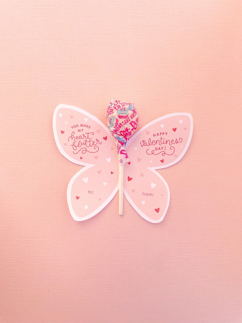 Printable Butterfly Valentine, Printable Class Valentines, Girl ...