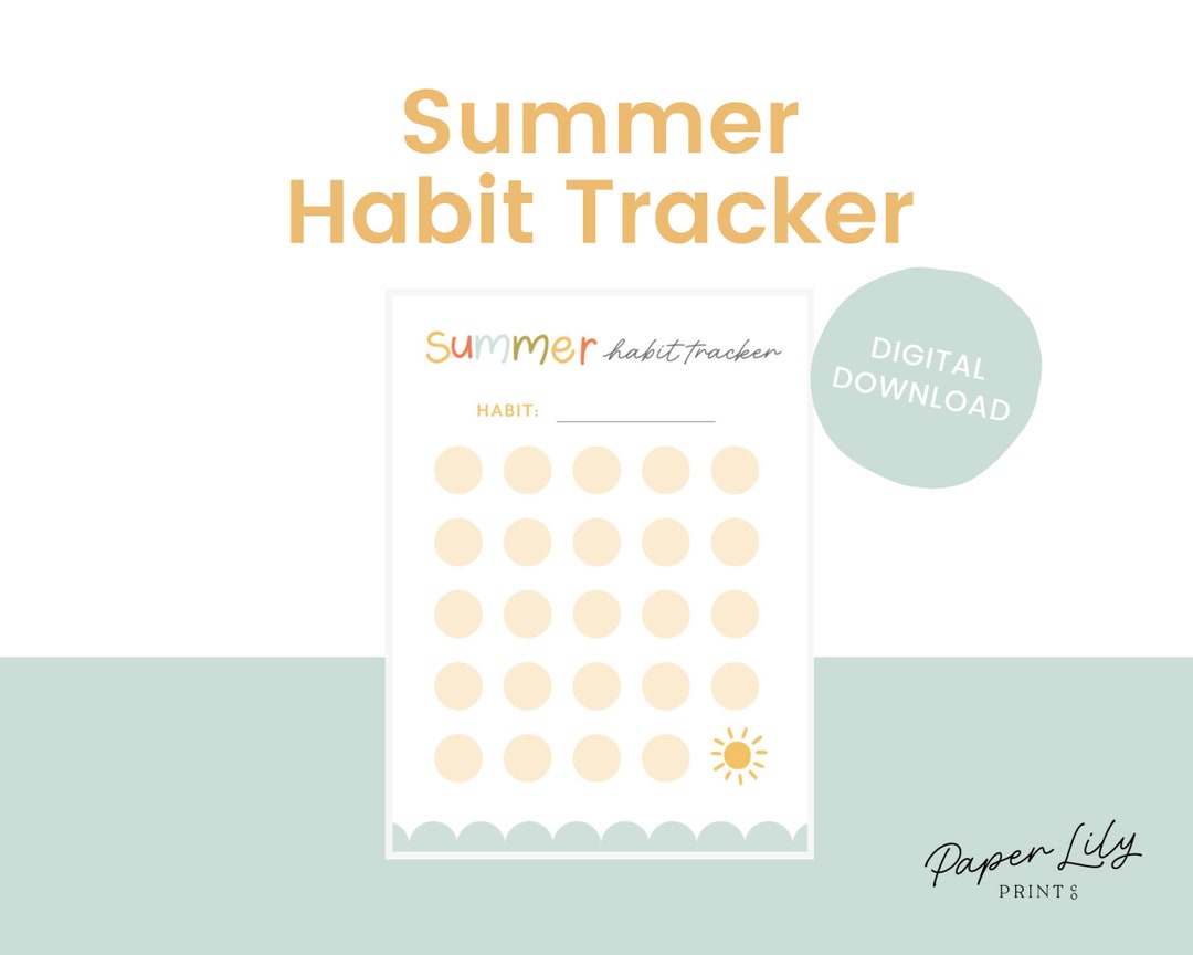 Summer Habit Tracker Printable, Summer Printable, Summer Habits, Summer ...