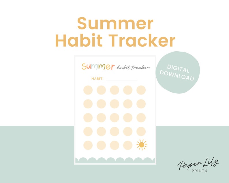Summer Habit Tracker Printable, Summer Printable, Summer Habits, Summer ...