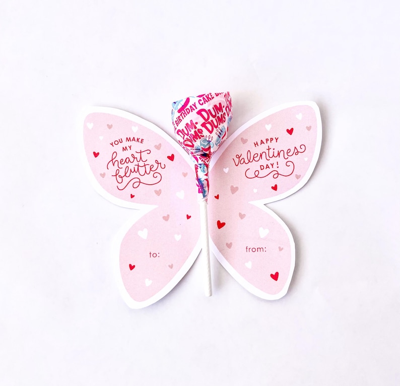 Printable Butterfly Valentine, Printable Class Valentines, Girl ...