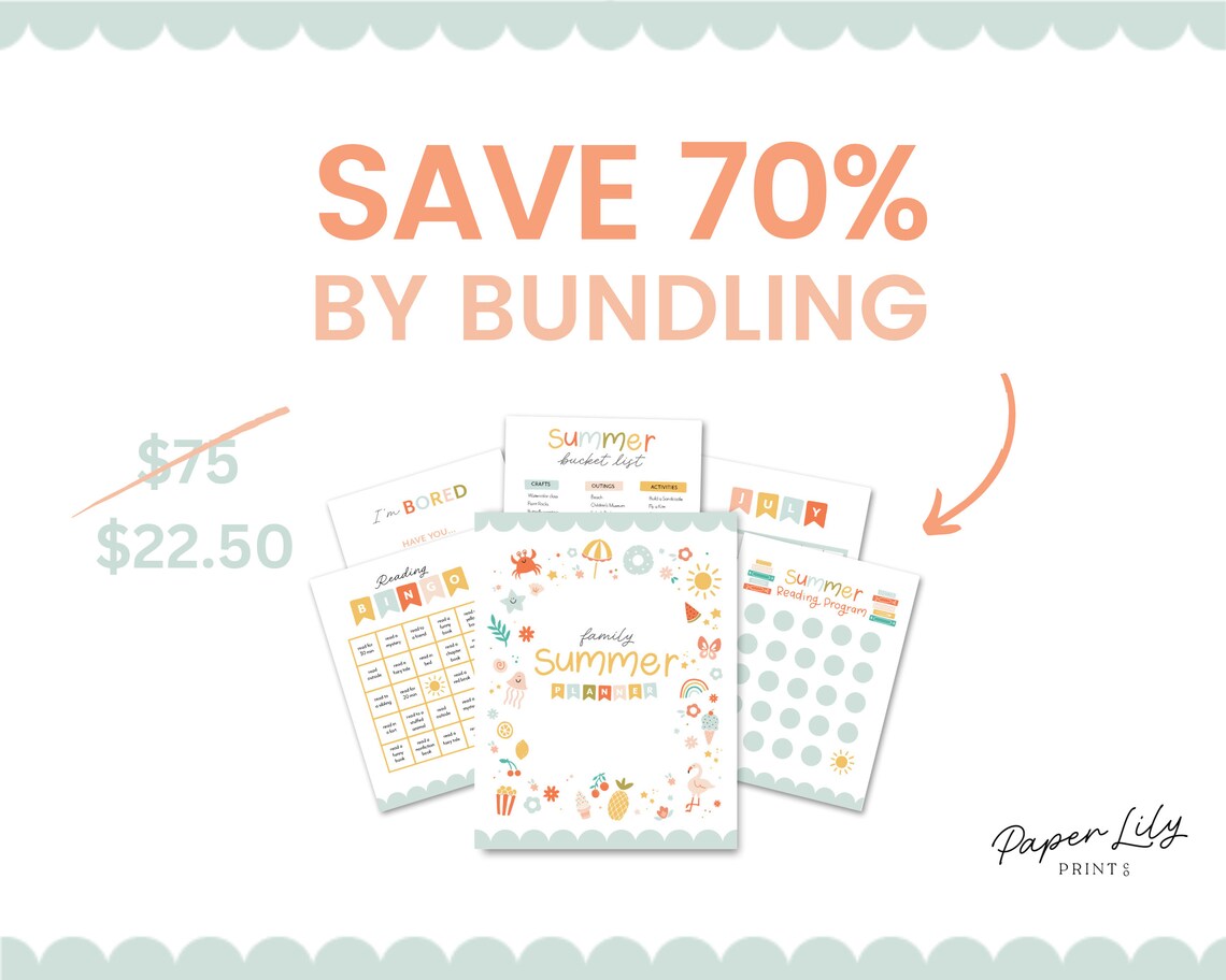 Printable Summer Planner, Summer Vacation Bundle, Kids Summer Bucket ...